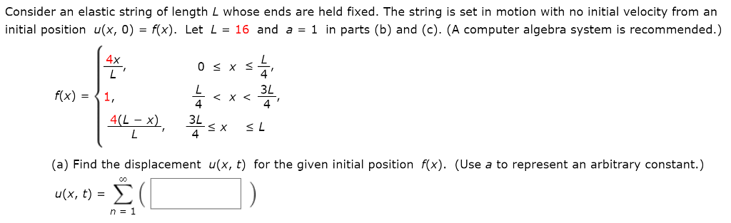 Solved Consider an elastic string of length L whose ends are | Chegg.com