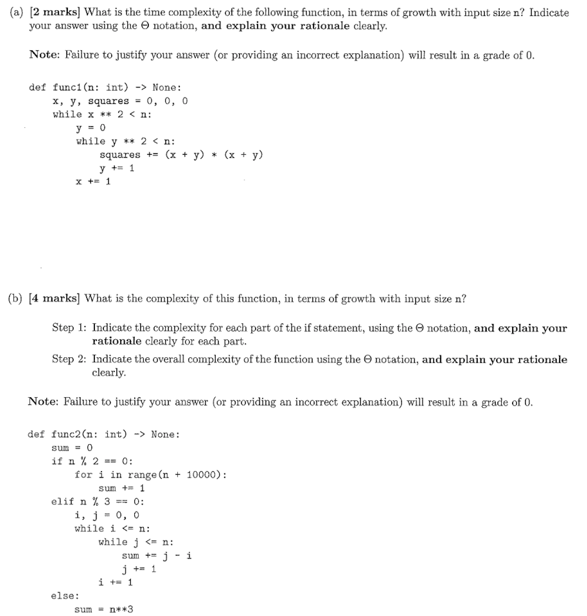 Solved (a) [2 marks] What is the time complexity of the | Chegg.com