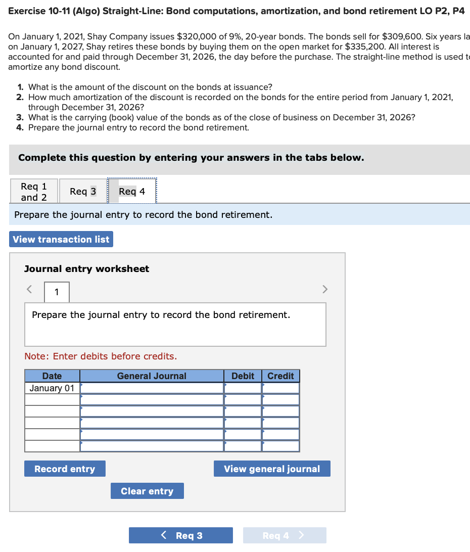 Solved Exercise 10-11 (Algo) ﻿Straight-Line: Bond | Chegg.com