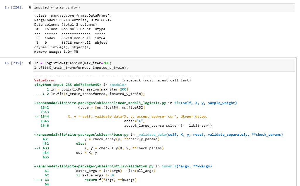 In [224]: imputed_y_train.info() Range Index: 66718 | Chegg.com