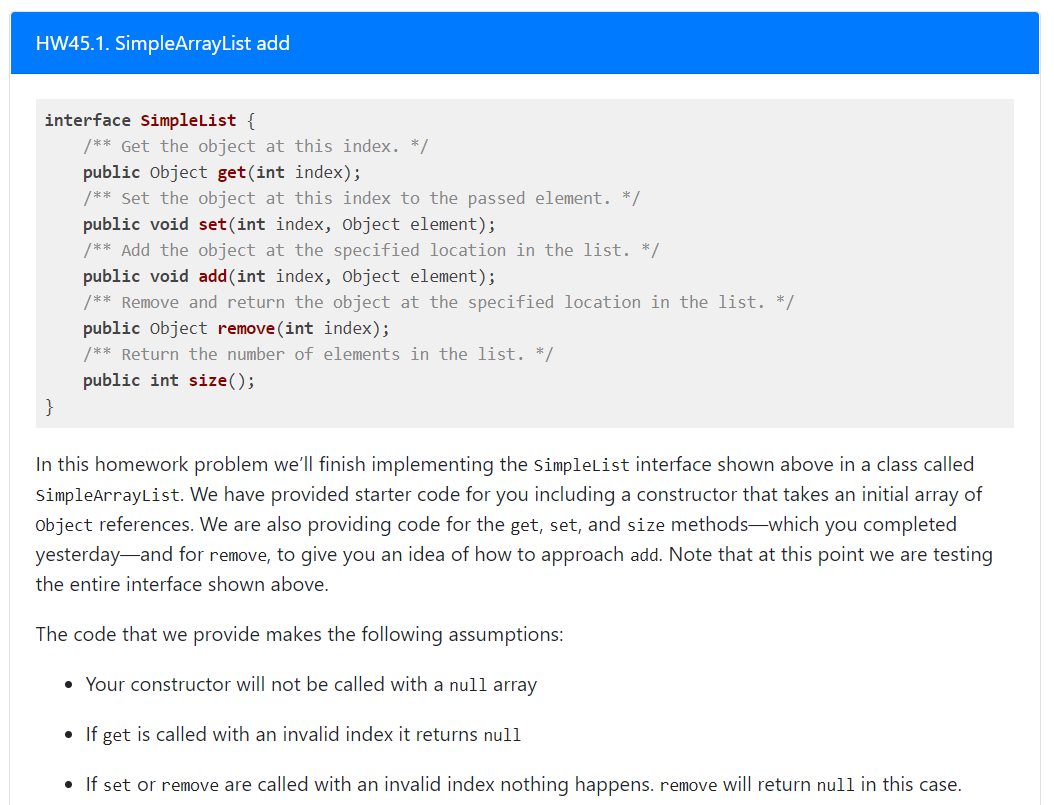 If set or remove are called with an invalid index | Chegg.com