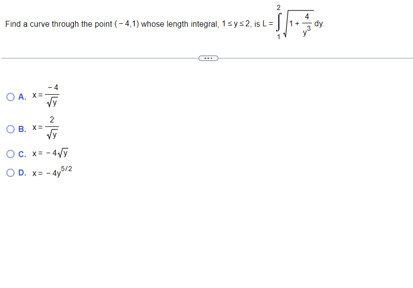 Solved Find a curve through the point (−4,1) whose length | Chegg.com