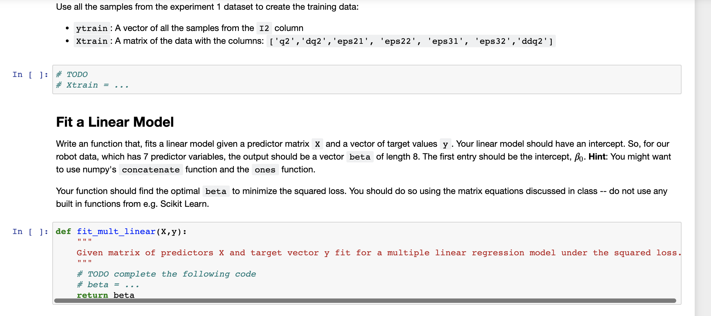 Solved Multiple Linear Regression for Robot Calibration In | Chegg.com