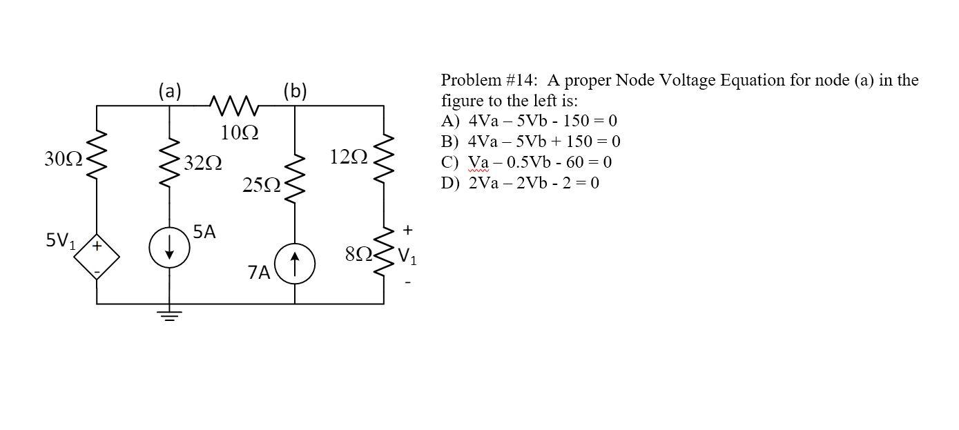 Solved (a) (b) 1092 Problem #14: A proper Node Voltage | Chegg.com