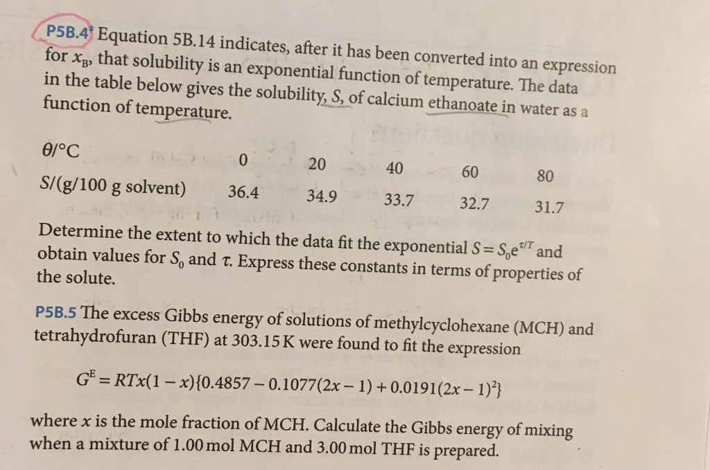 Solved P5B.4. Equation 5B.14 indicates, after it has been | Chegg.com