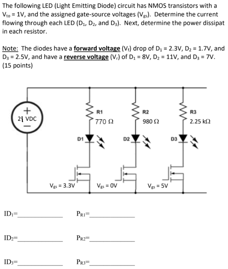 Solved The following LED (Light Emitting Diode) circuit has | Chegg.com