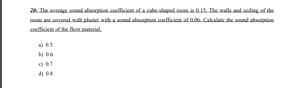 Solved ACOUSTICS Formulas for acoustics questions: | Chegg.com