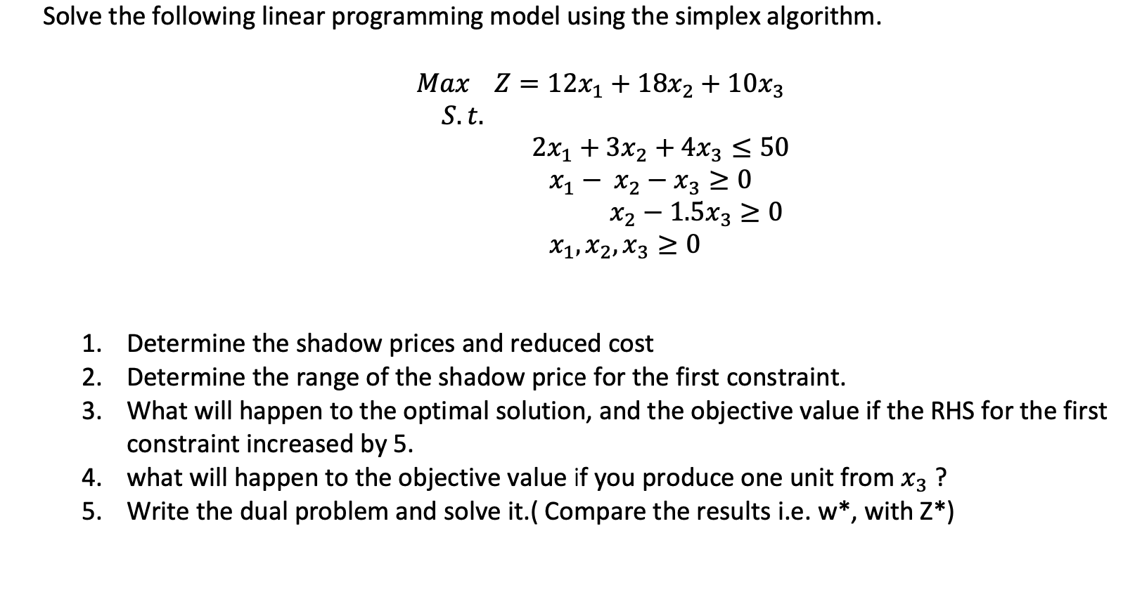 Solved Solve the following linear programming model using | Chegg.com