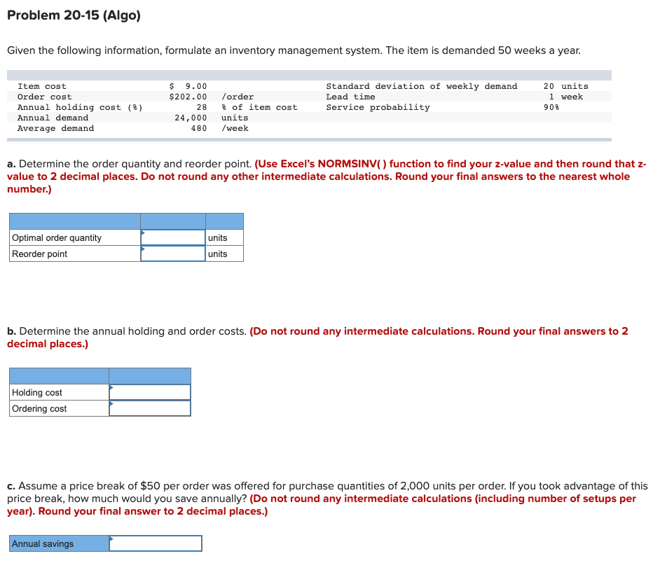 Solved Given the following information, formulate an | Chegg.com