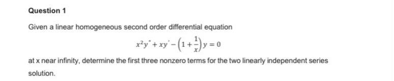 Question 1Given a linear homogeneous second order | Chegg.com