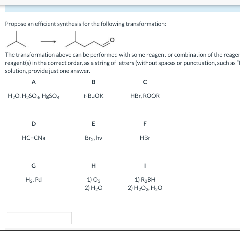 Solved Please provide a synthesis for this reaction using | Chegg.com