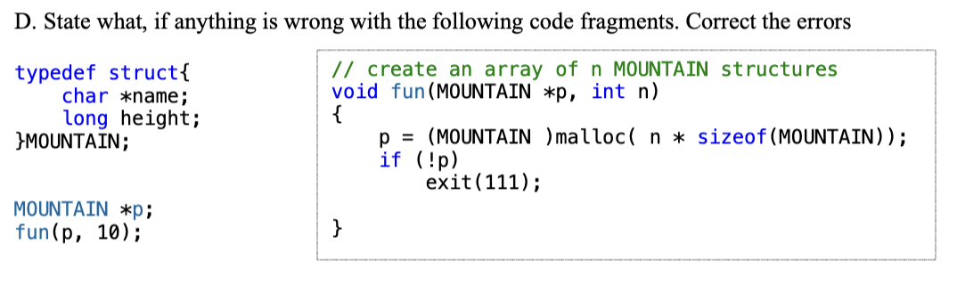Solved D. State what, if anything is wrong with the | Chegg.com