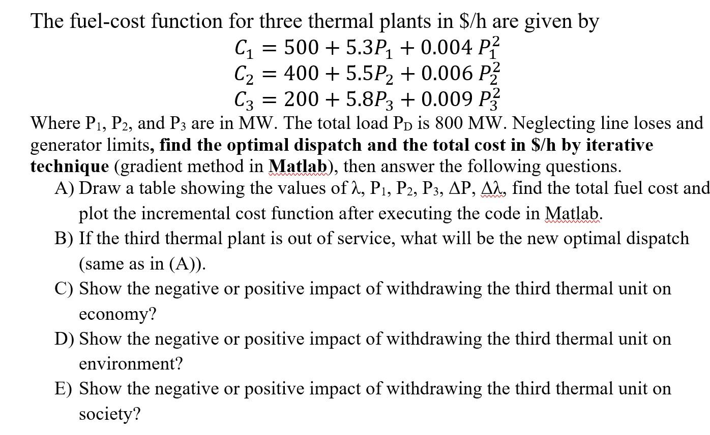 Solved Please help me step by step Power system Matlab | Chegg.com