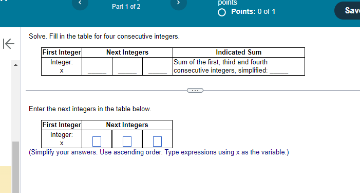Solved Solve Fill In The Table For Four Consecutive 