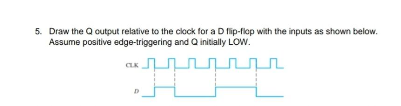 Solved 5. Draw the Q output relative to the clock for a D | Chegg.com
