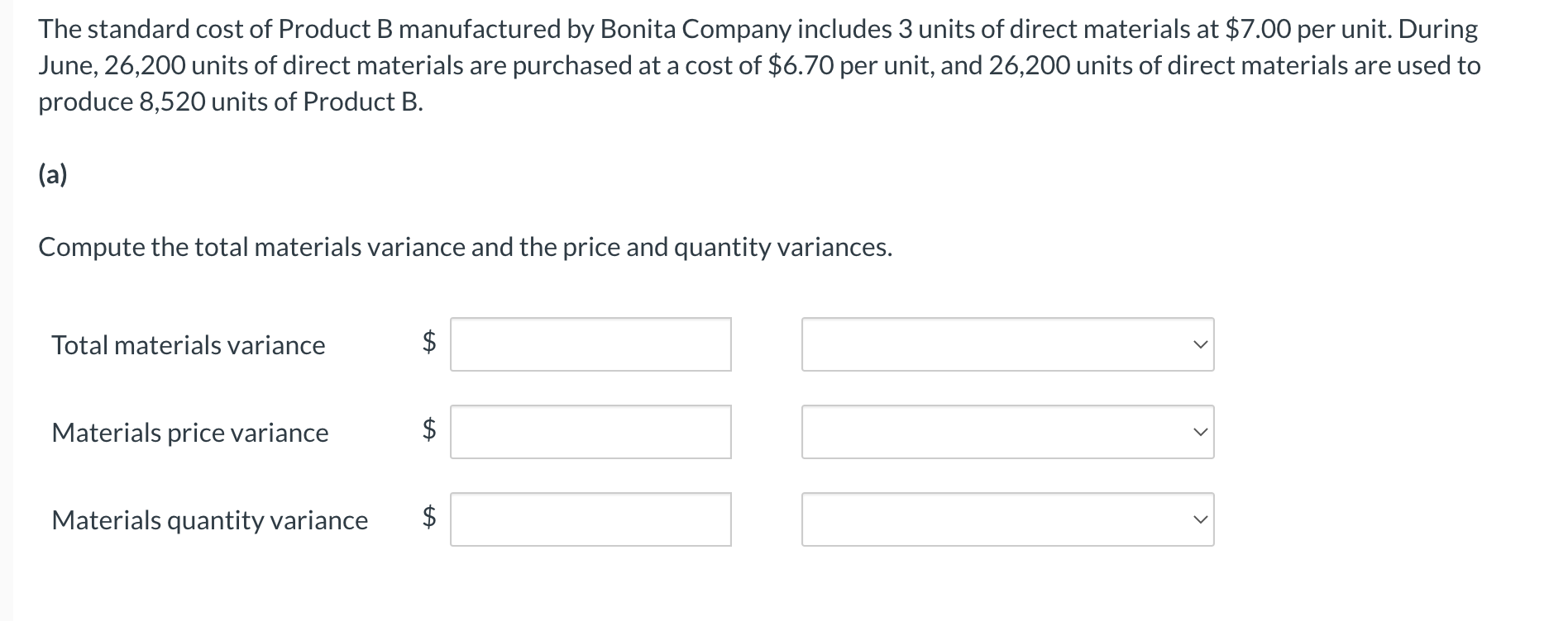 Solved Compute the total materials variance and the price | Chegg.com Solved Compute the total materials variance and the price | Chegg.com