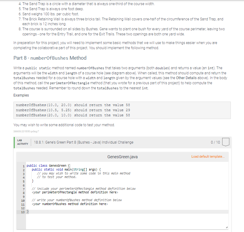 Solved 18.4 Gene's Green Part 4 (Perimeter of Circle - Java) | Chegg.com