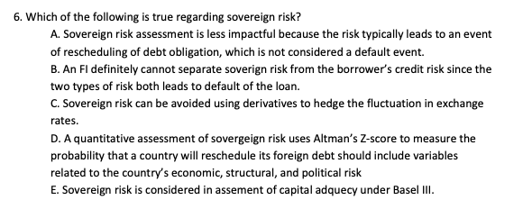 6. Which of the following is true regarding sovereign | Chegg.com