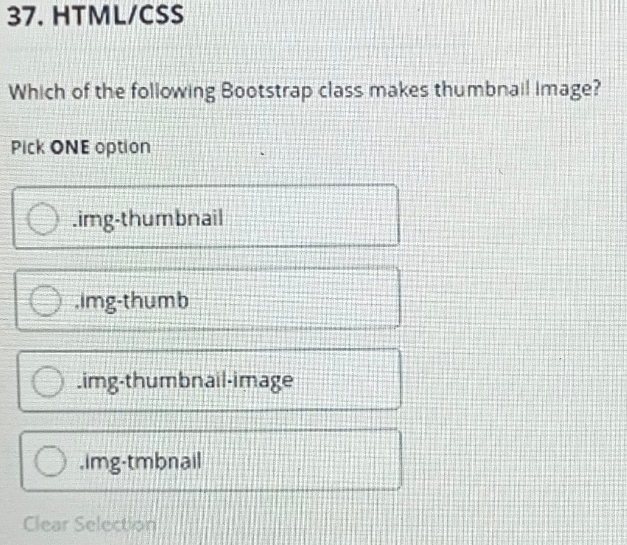 Solved HTML/CSSWhich of the following Bootstrap class makes | Chegg.com