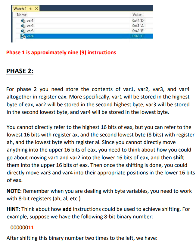 data var1 BYTE 'A' var2 BYTE 'B' var3 BYTE 'C' var4 | Chegg.com