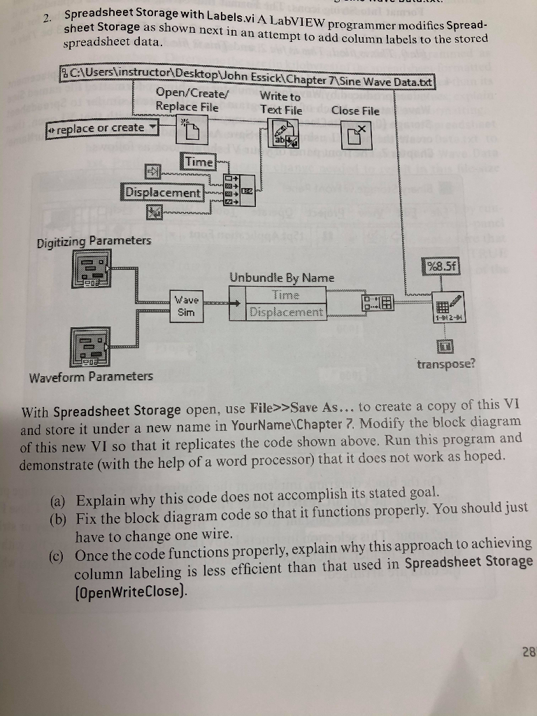 Spreadsheet Storage with Labels.vi A LabVIEW | Chegg.com