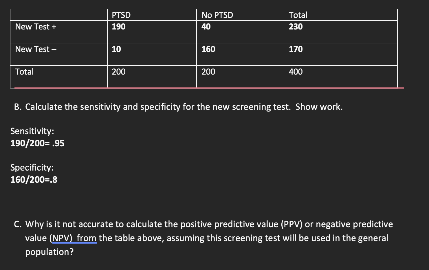 Solved B. Calculate the sensitivity and specificity for the | Chegg.com Solved B. Calculate the sensitivity and specificity for the | Chegg.com
