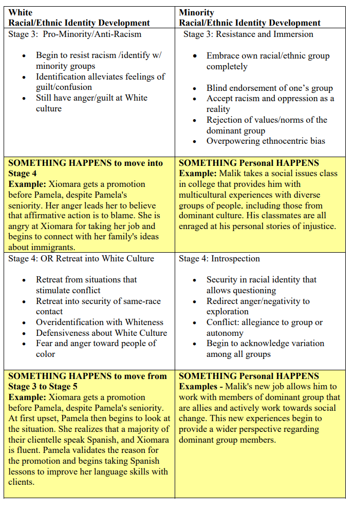 Use the Racial Identity Development Models to | Chegg.com