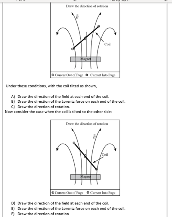 Solved Draw the direction of rotation Coil Magnet Current | Chegg.com