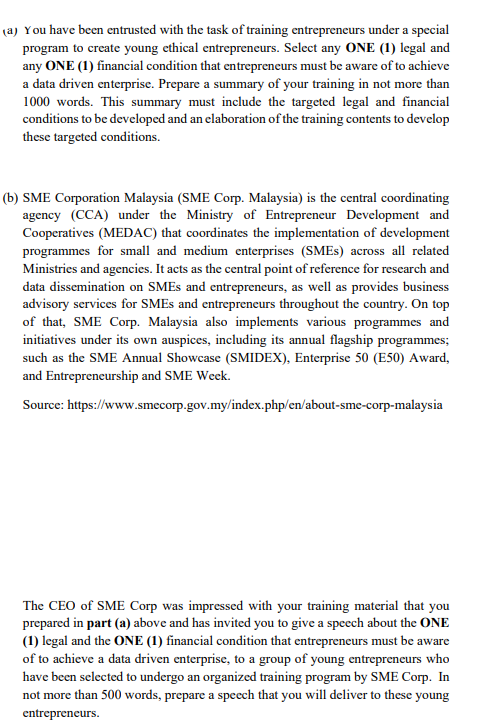 (a) You have been entrusted with the task of training | Chegg.com