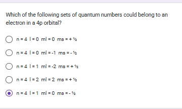 Solved Which of ﻿the following sets of ﻿quantum numbers | Chegg.com
