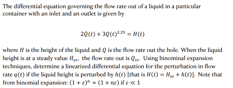 Solved The differential equation governing the flow rate out | Chegg.com