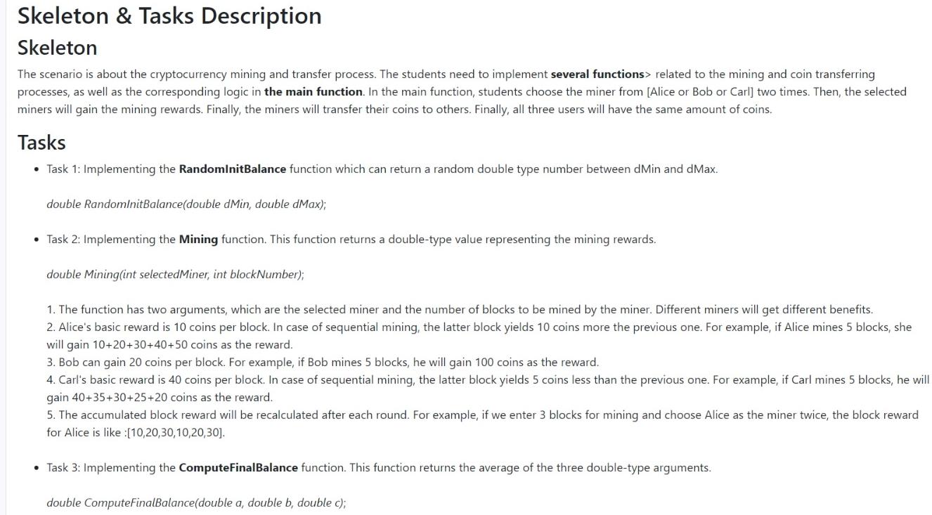 Solved Skeleton & Tasks Description Skeleton The scenario is | Chegg.com