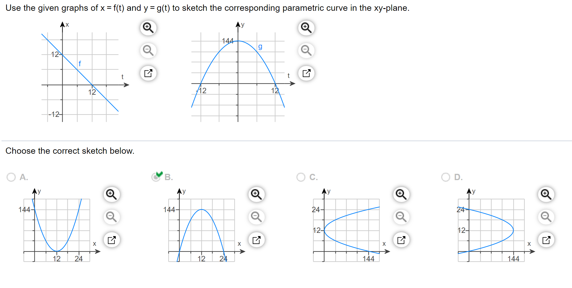 Solved Use the given graphs of x = f(t) and y=g(t) to sketch | Chegg.com