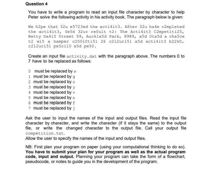 Solved You have to write a program to read an input file | Chegg.com