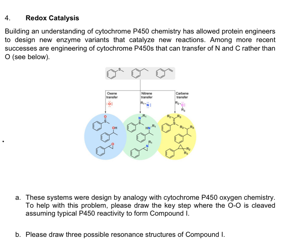 Solved 4. Redox Catalysis Building an understanding of | Chegg.com