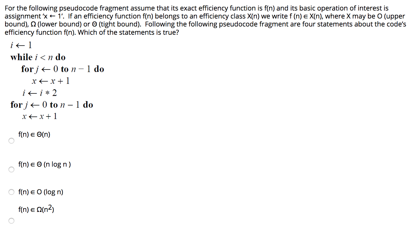 Solved For the following pseudocode fragment assume that its | Chegg.com