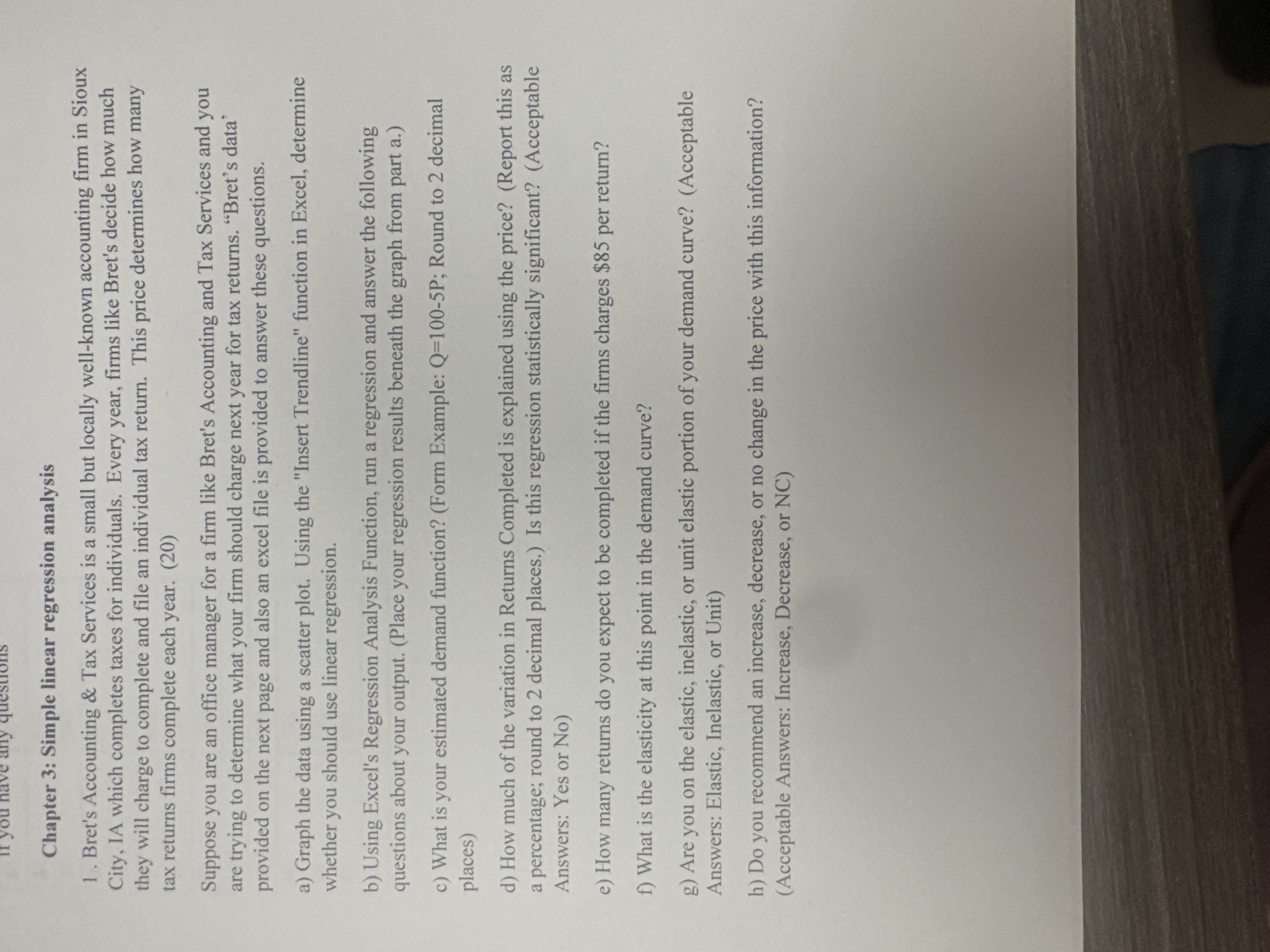 Chapter 3: Simple linear regression analysis1. | Chegg.com