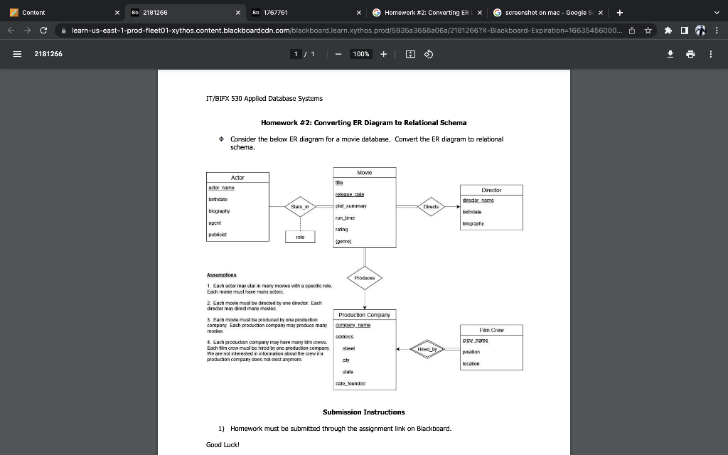 Solved IT/BIFX 530 Appliod Database Systems Homework #2: | Chegg.com