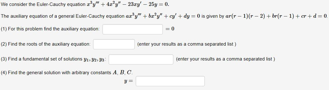 Solved We consider the Euler-Cauchy | Chegg.com
