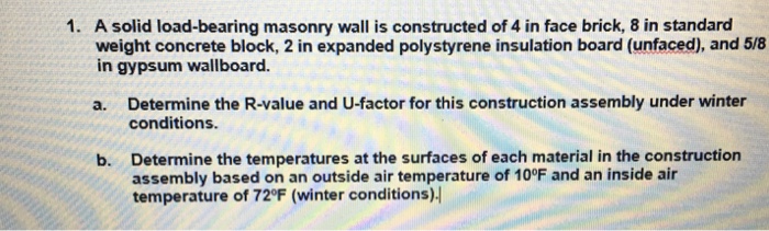 A solid load-bearing masonry wall is constructed of 4 | Chegg.com