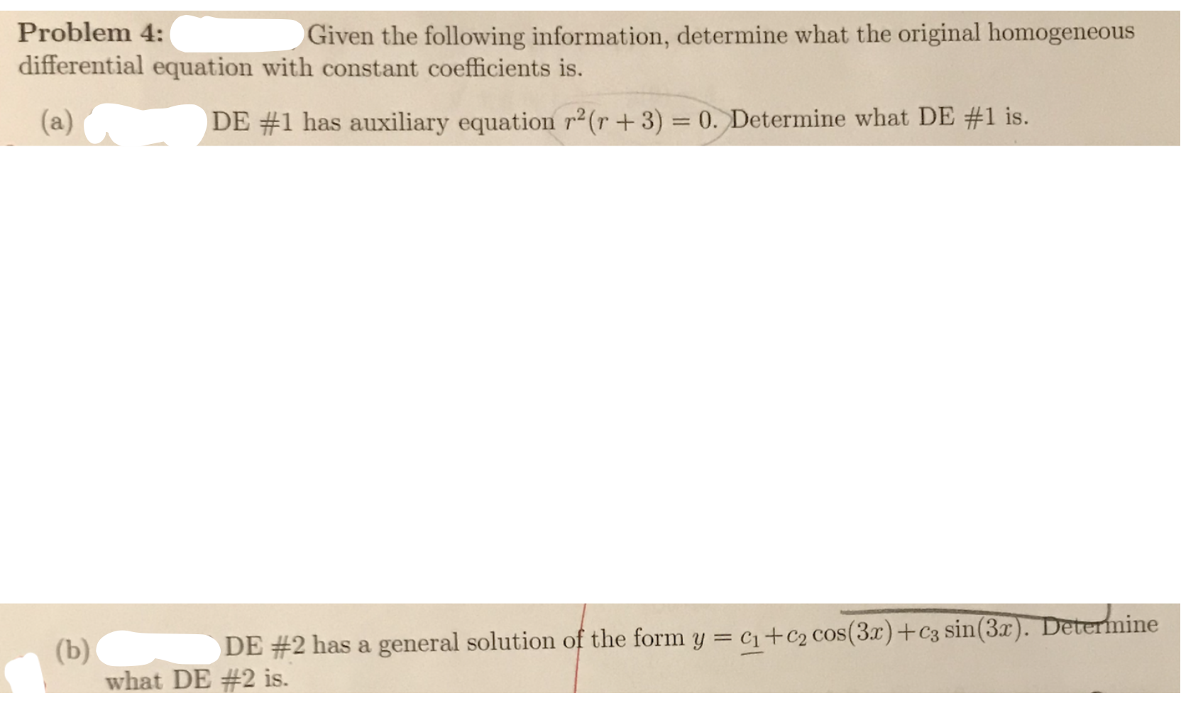 Solved Problem 4: Given the following information, determine | Chegg.com