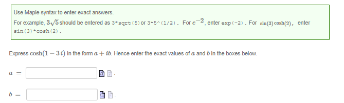 Solved Use Maple syntax to enter exact answers. For example, | Chegg.com
