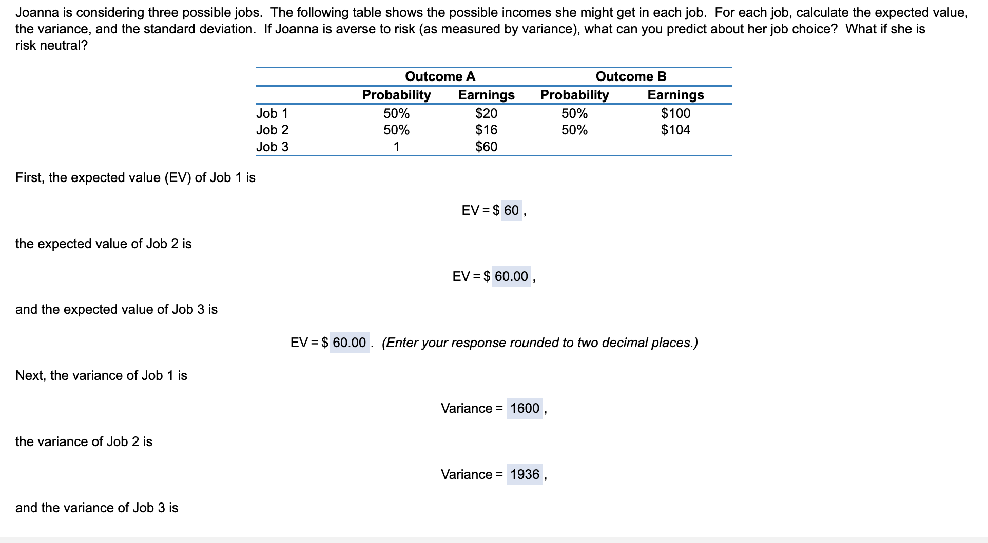 Solved Joanna is considering three possible jobs. The | Chegg.com