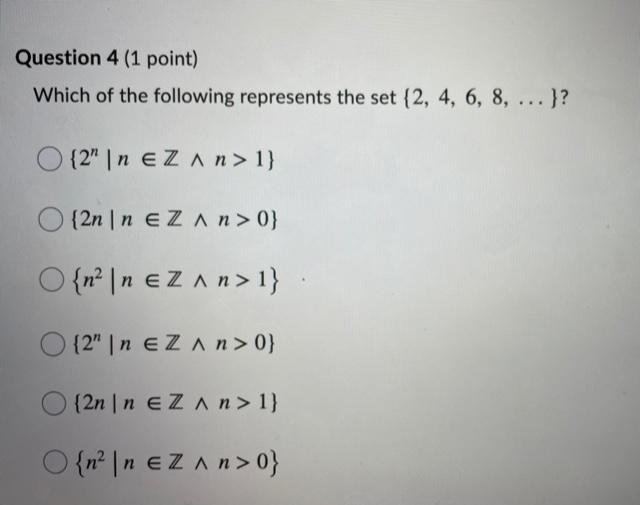 Solved Question 4 (1 point) Which of the following | Chegg.com