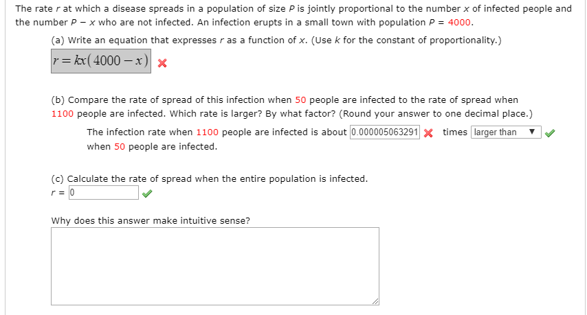 Solved The rate r at which a disease spreads in a population | Chegg.com