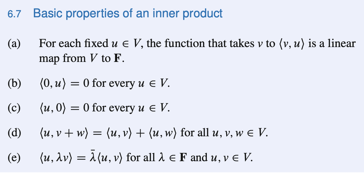 Solved 6.7 Basic properties of an inner product (a) For each | Chegg.com