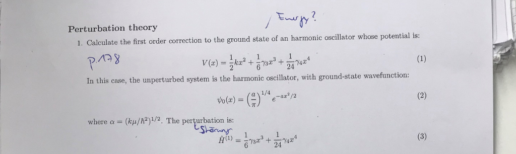 Solved Perturbation Theory 1 Calculate The First Order