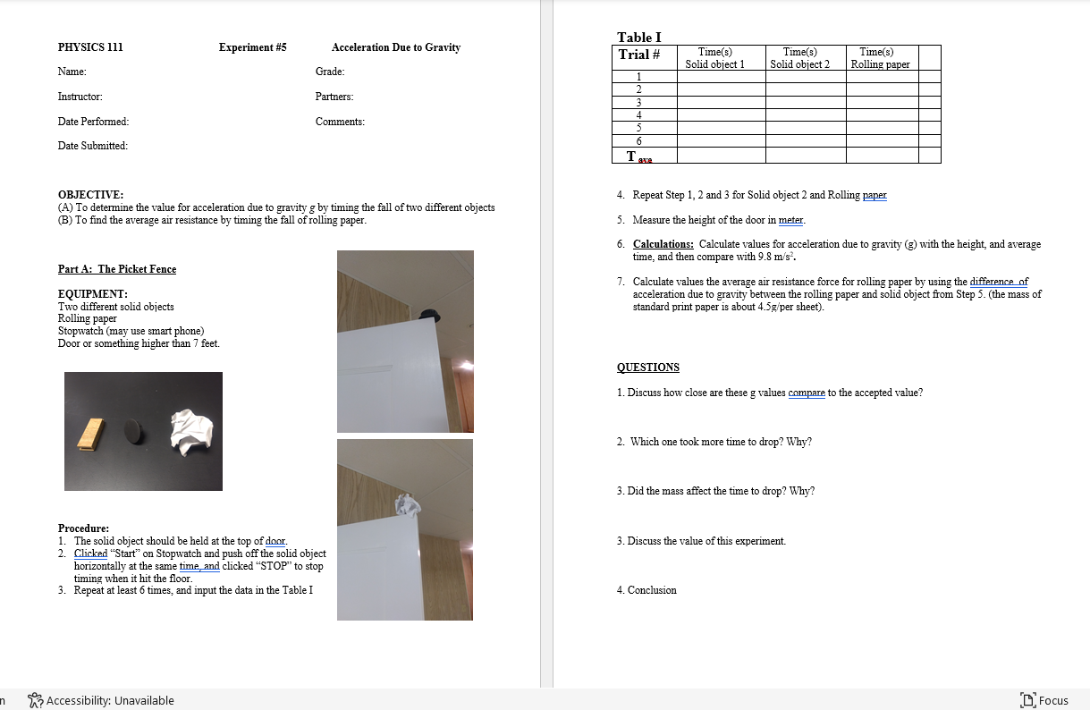 Solved OBJECTIVE: (A) To determine the value for | Chegg.com
