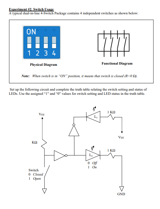 Solved Experiment \#2. Switch Usage A typical dual-in-line | Chegg.com
