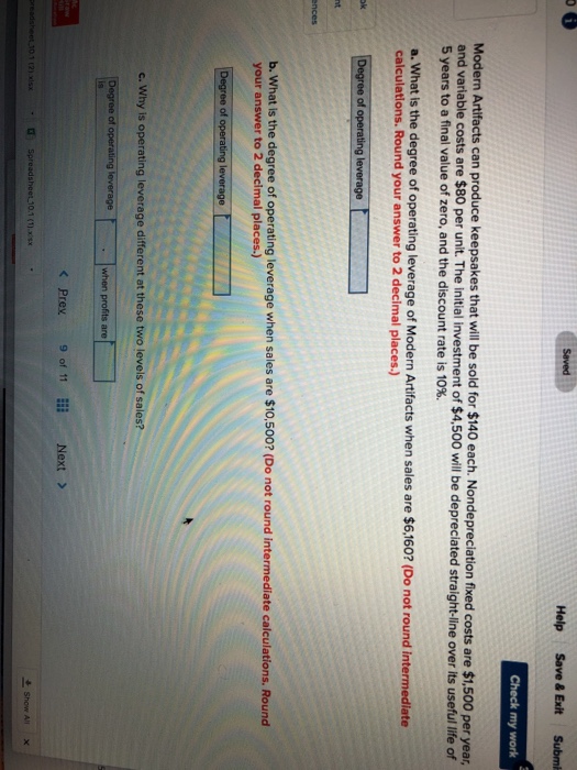 Solved Help Save&Exit Submi Check my work Modern Artifacts | Chegg.com